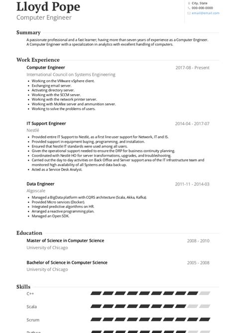 Computer Engineer Resume Examples Samples VisualCV