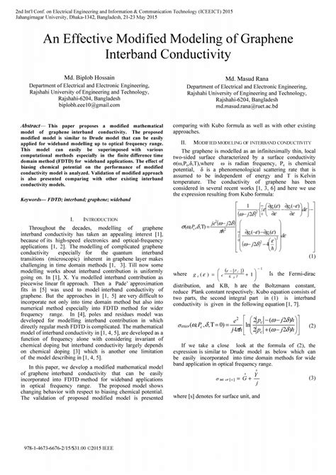 Pdf An Effective Modified Modeling Of Graphene Interband Conductivity