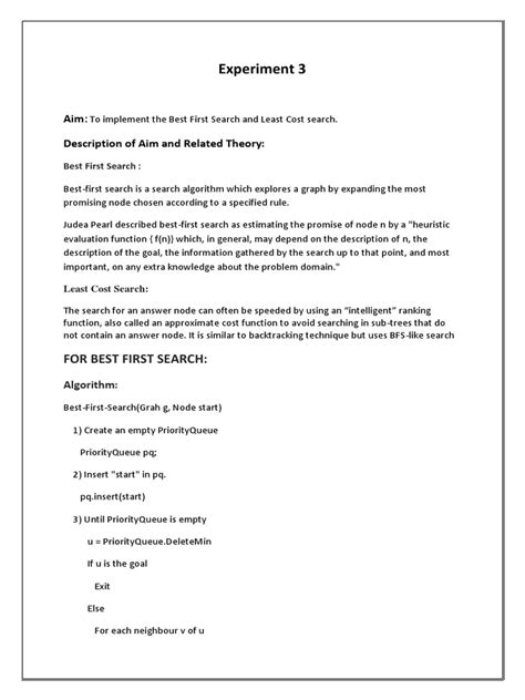 Best First Search Program Pdf Theoretical Computer Science Areas
