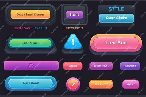 Premium Photo Soft Style Game Ui Vector Set Select Level And Level Start Popup Button With