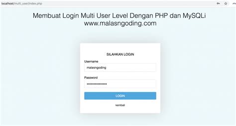Membuat Login Multi User Level Dengan Php Dan Mysqli Malas Ngoding