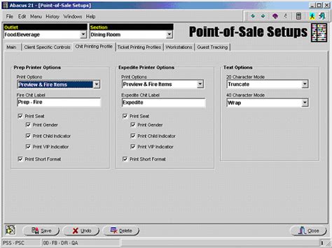 POS Configuration Chit Printing Profile