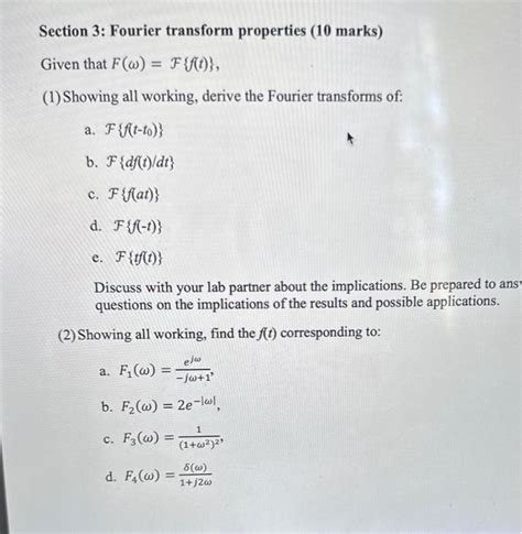 Solved Section 3 Fourier Transform Properties 10 Marks