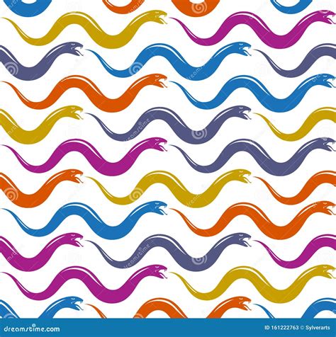 Repeat Snakes Seamless Vector Pattern Tiling Endless Background With Venom Reptiles In Vintage