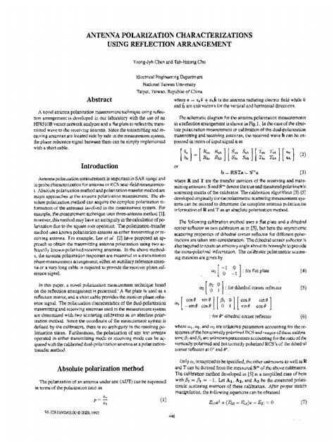 antenna polarization characterizations using reflection arrangement
