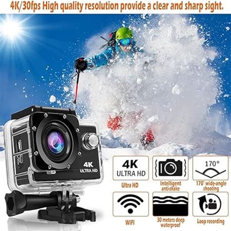 Action Camera 4k 30fps Wifi 170 Degree Wide Angle Underwater Waterproof