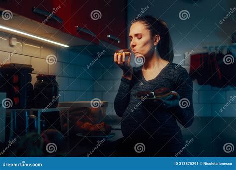 Pregnant Woman Not In The Mood To Eat A Doughnut Stock Image Image Of Mother Meal