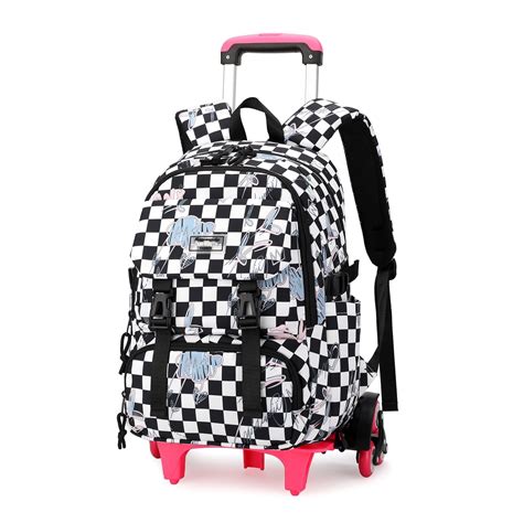 Ivyh 6 Wheels Rolling Backpack Wheeled Roller School Bag Elementary Wheeled Backpack Bookbag
