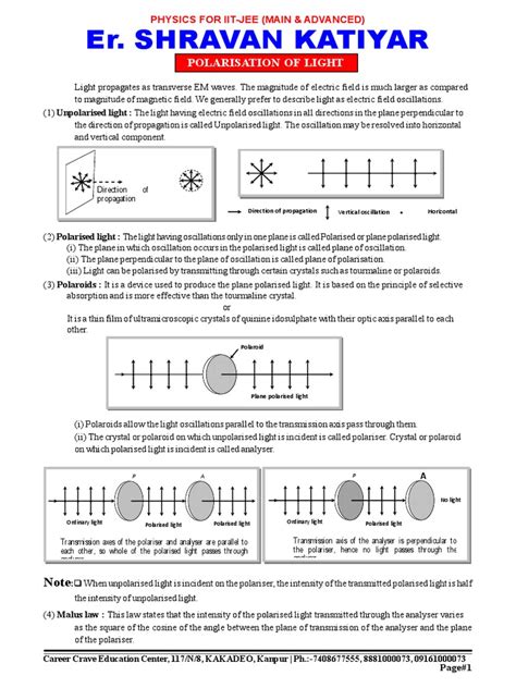 Polarization Of Light Pdf Polarization Waves Optics