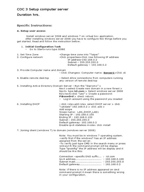 Coc 3 Setup Computer Server Pdf Group Policy Ip Address