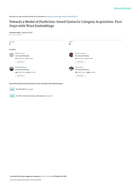 Art Towards A Model Of Prediction Based Syntactic Category Acquisition First Steps With Word