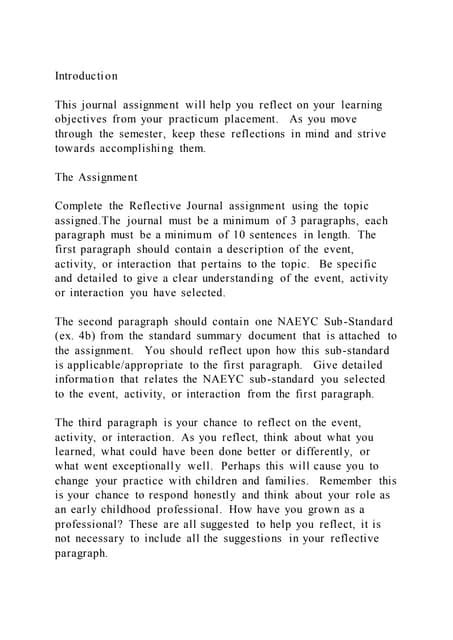Introduction This Journal Assignment Will Help You Reflect On You Pdf