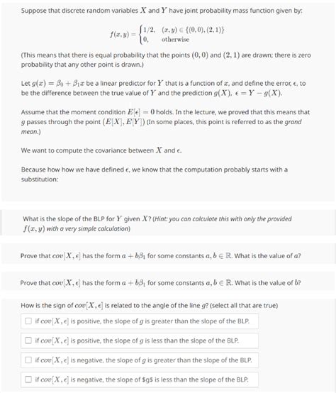 Solved Suppose That Discrete Random Variables X And Y Have