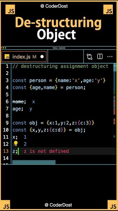 Destructuring Objects In Javascript Javascript Shorts Youtube