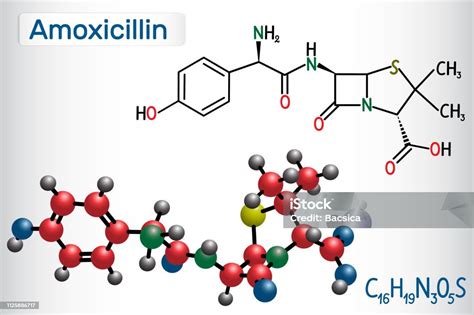 Molekul Obat Amoksisilin Ini Adalah Antibiotik Betalaktam Formula Kimia Struktural Dan Model