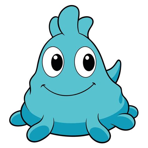 Cute Blue Cartoon Blob Character With Big Eyes And A Friendly Smile Illustration 60827887 Vector