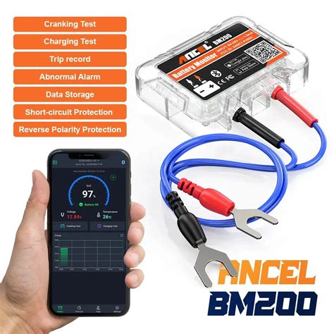 Ancel Bm200 12v 배터리 모니터 무선 블루투스 자동차 배터리 건강 앱 모니터링 배터리 테스터 도구 안드로이드