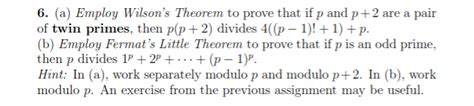 solved 6 a employ wilson s theorem to prove that if p and