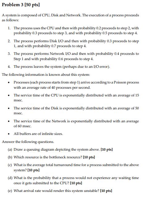 A System Is Composed Of CPU Disk And Network The Chegg