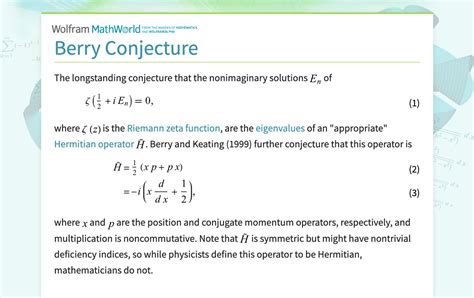 Berry Conjecture From Wolfram Mathworld