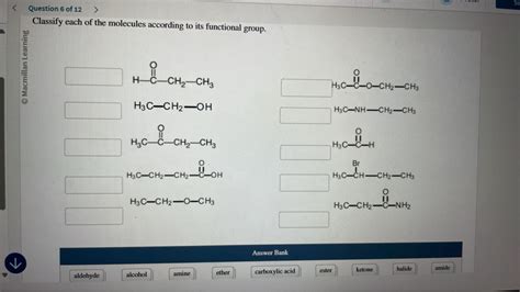 Question 6 Of 12classify Each Of The Molecules According To Its Function