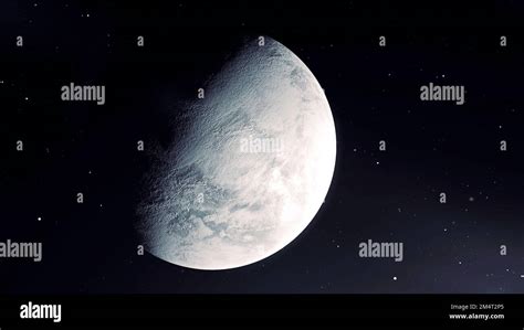 Rotating Moon In Different Phases With Detailed Surface Motion Outer Space Dark Background