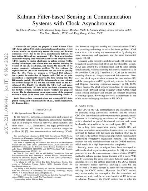 pdf kalman filter based sensing in communication systems with clock