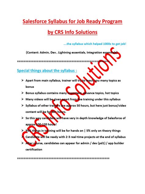 salesforce syllabus for job ready program pdf salesforce mobile app