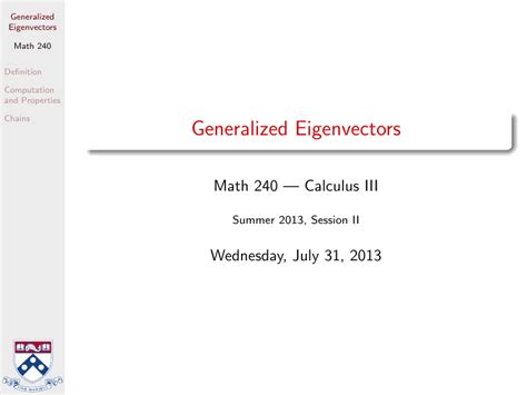 Generalized Eigenvectors