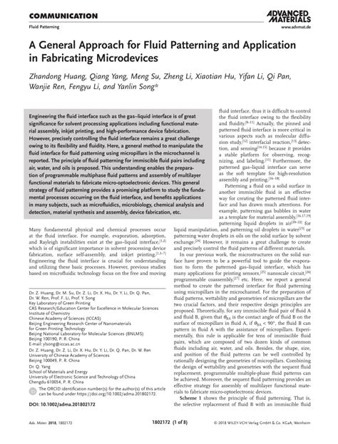 pdf a general approach for fluid patterning and application in