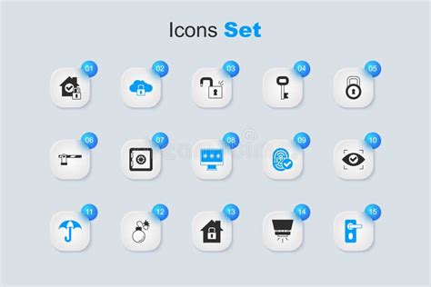Set Fire Sprinkler System Safe Cloud Computing Lock Umbrella Fingerprint Door Eye Scan