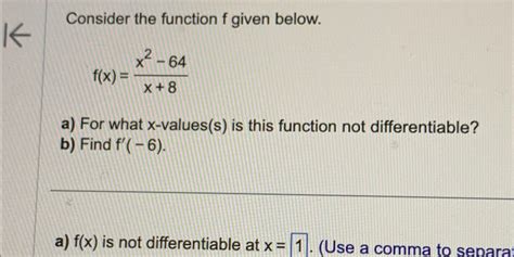 solved consider the function f ﻿given below f x x2 64x 8a
