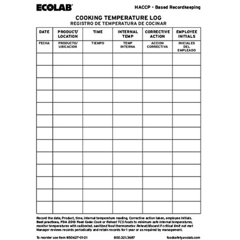 Haccp Temperature Logs Safefood Foodsafety Foodsafetyandhygiene