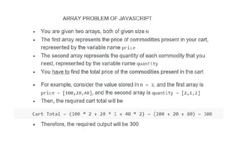 Solved ARRAY PROBLEM OF JAVASCRIPT You Are Given Two Chegg