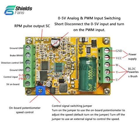 Dc5 50v 300w Bldc 3 Phase Pwm Hall Motor Controller Dc Brushless Driver Board 23 05 Picclick Au