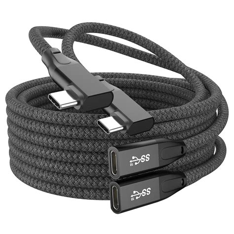 Usb C Extension Cable Right Angle [2 Pack 0 3m] 90 Degree Usb C 3 1 Gen2 10gbps Female To Male