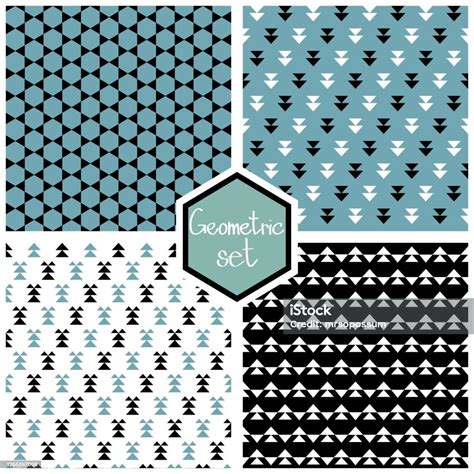 삼각형이 있는 매끄러운 기하학적 추상 패턴 집합입니다 0명에 대한 스톡 벡터 아트 및 기타 이미지 0명 개념 계단 Istock