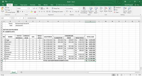 Contoh Perhitungan Gaji Dengan Microsoft Excell Hendi