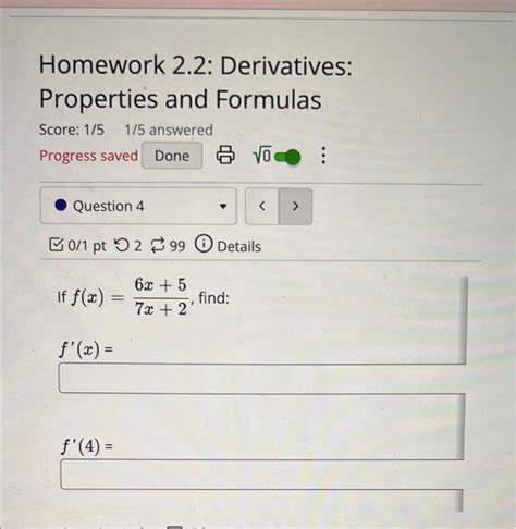 solved homework 2 2 derivatives properties and formulas