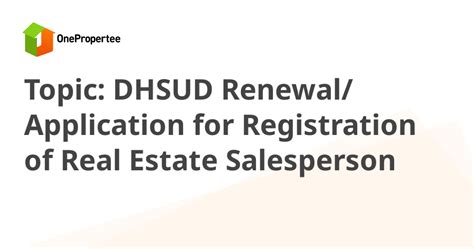 Dhsud Renewal Application For Registration Of Real Estate Salesperson