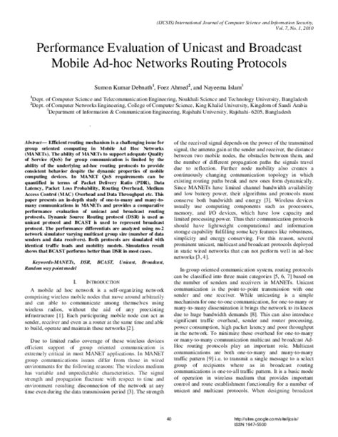 Pdf Performance Evaluation Of Unicast And Broadcast Mobile Ad Hoc Network Routing Protocols