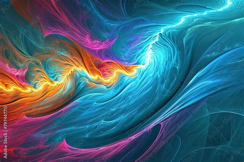 Luminous Digital Art Vivid Spectrum Of Abstract Wave Patterns Stock Illustration Adobe Stock