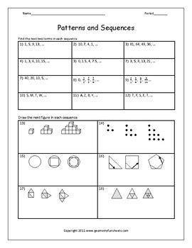 Inductive Reasoning Patterns And Sequences Practice Worksheet