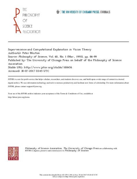 Pdf Supervenience And Computational Explanation In Vision Theory