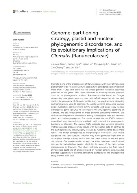 pdf genome partitioning strategy plastid and nuclear phylogenomic