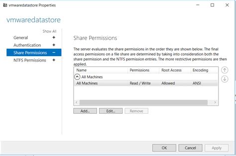 vmware 6 7 mount nfs from server 2016 server fault
