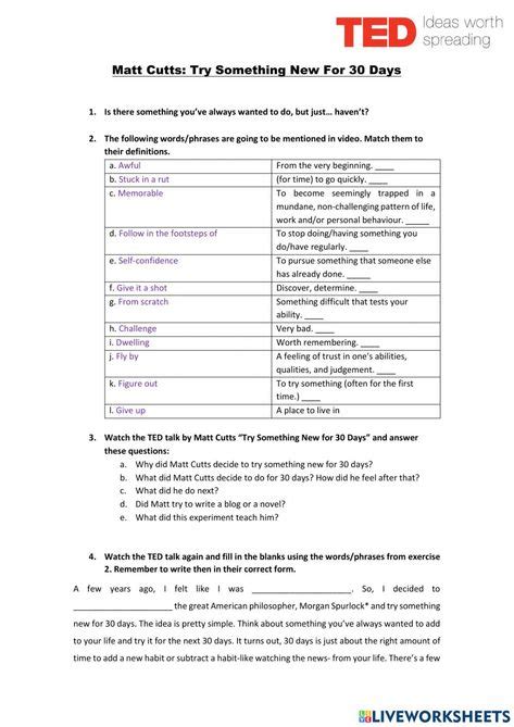 Ted Talk Worksheet