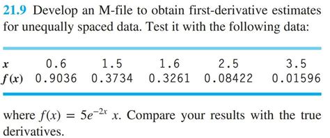 Solved 21 9 Develop An M File To Obtain First Derivative