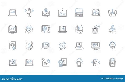 Robotic Technology Line Icons Collection Automation Artificial