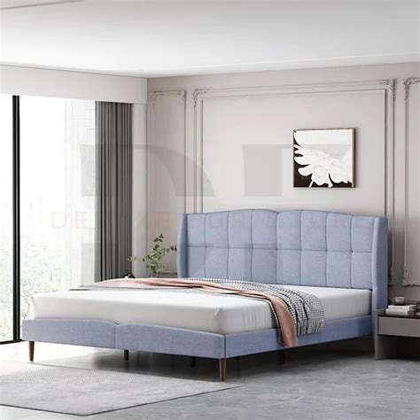 Winged Headboard Upholstered Bed Deluxe Furniture
